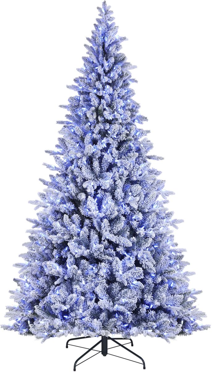 Alexa Enabled 7.5' Flocked Prelit Artificial Christmas Tree - Grow Xmas ...